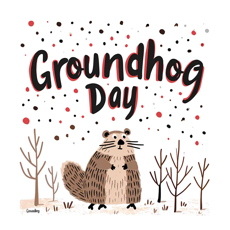 Groundhog Celebrating Groundhog Day
