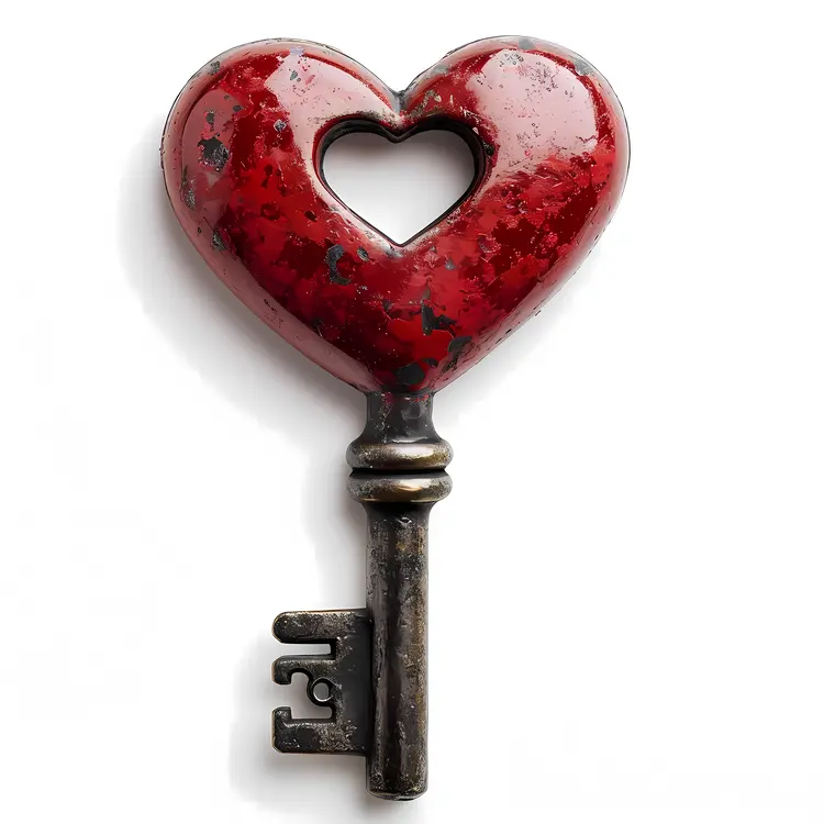 Rustic Heart Key with Cutout Design