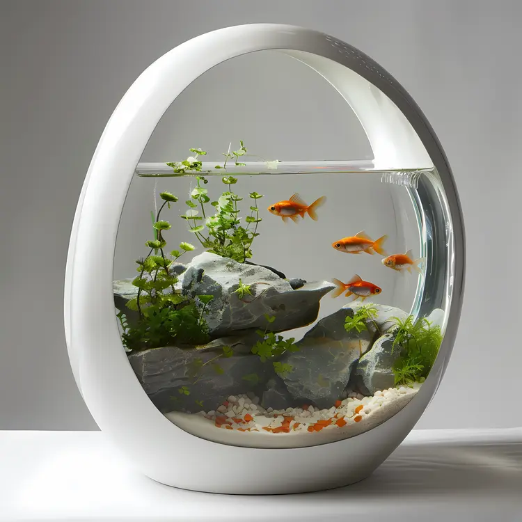 Modern Fish Tank with Fish and Plants