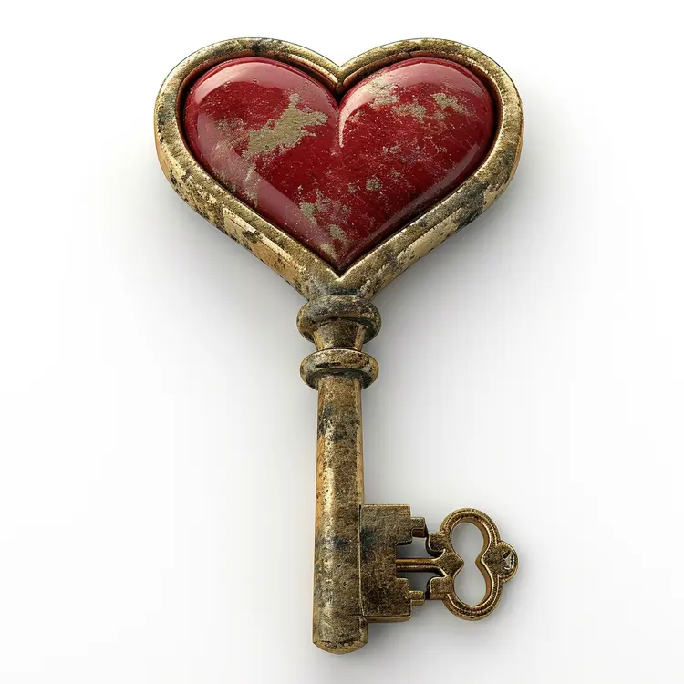 Rustic Red Heart Key