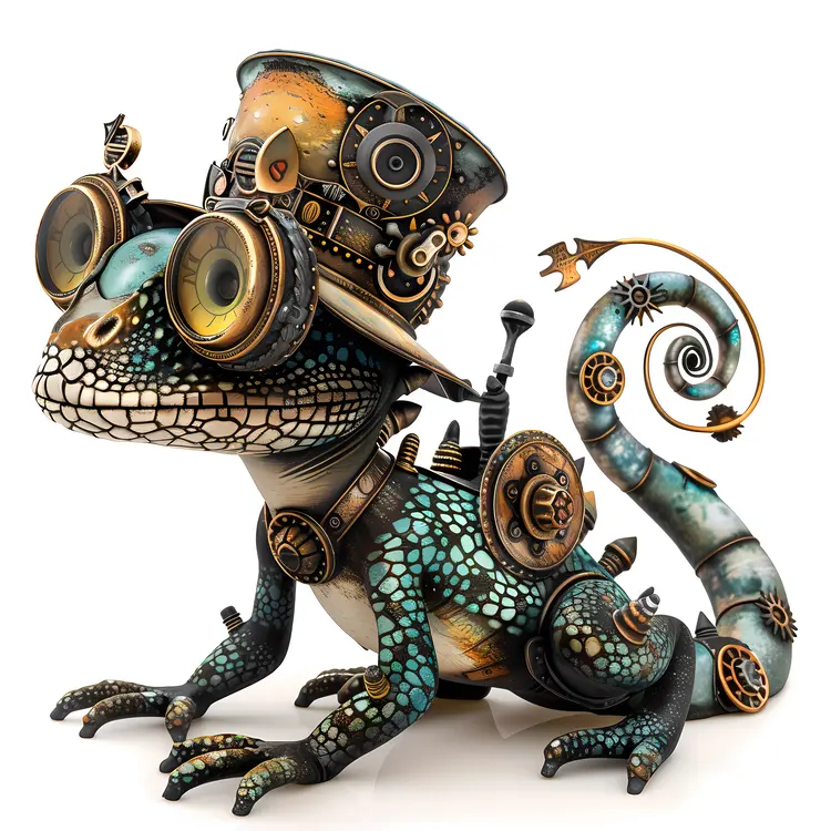Steampunk Lizard with Goggles