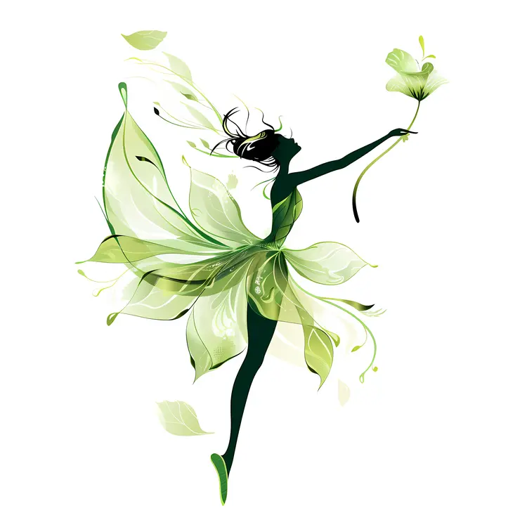 Green Fairy with Flower