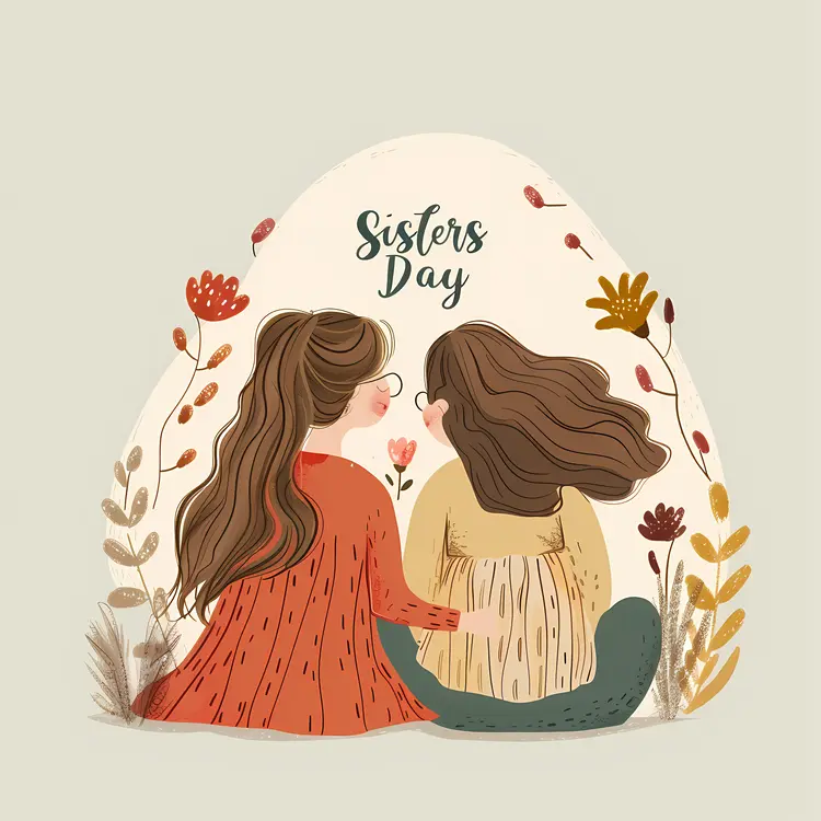 Cute Sisters Day Celebration Illustration