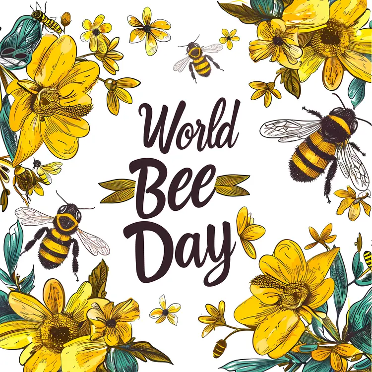 World Bee Day Celebration with Bees and Flowers