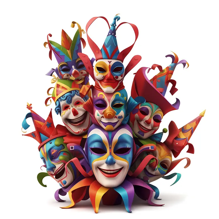 Colorful jester masks
