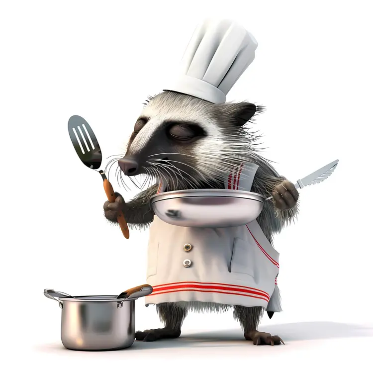 Chef Raccoon Cooking a Tasty Dish