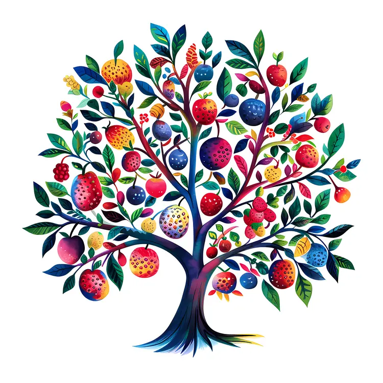 Fruit Tree with Colorful Fruits