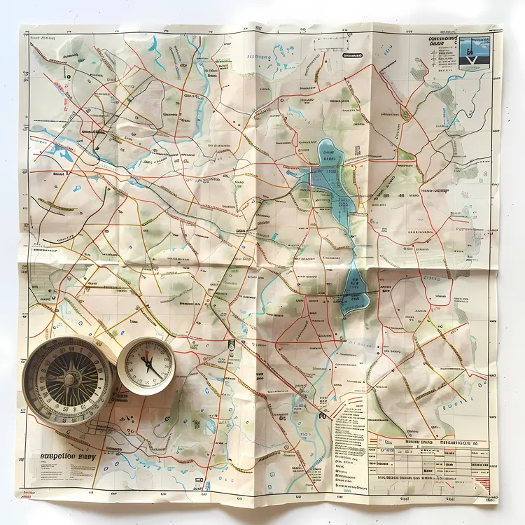 Detailed Map with Compass