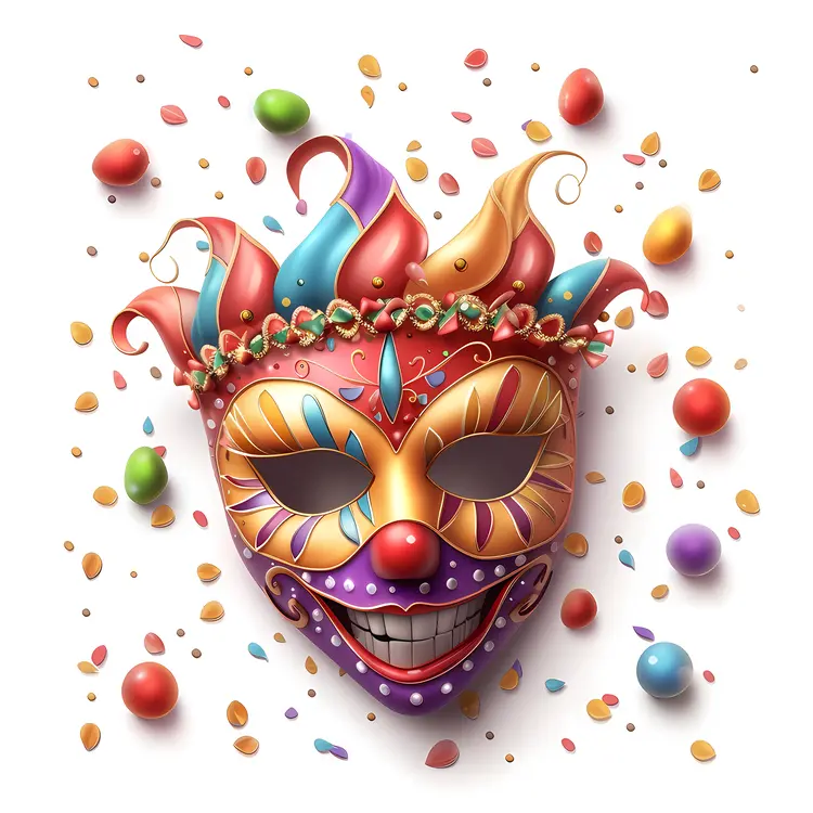 Colorful Clown Mask with Decorative Elements