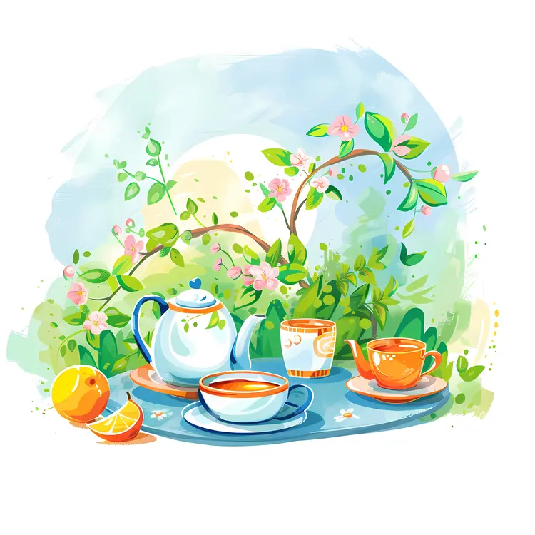 Beautiful Tea Set in Garden