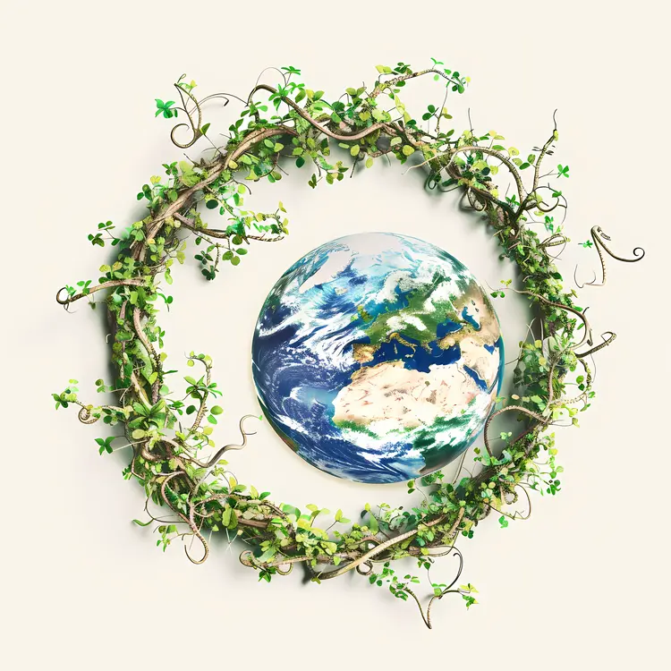 Earth with Vine Wreath