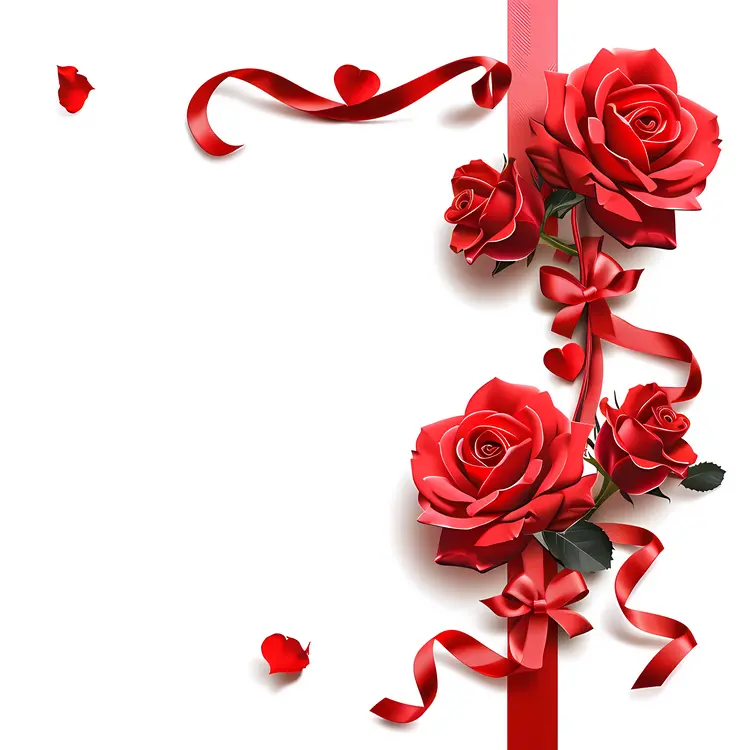 Red Roses with Ribbon for Valentine's Day