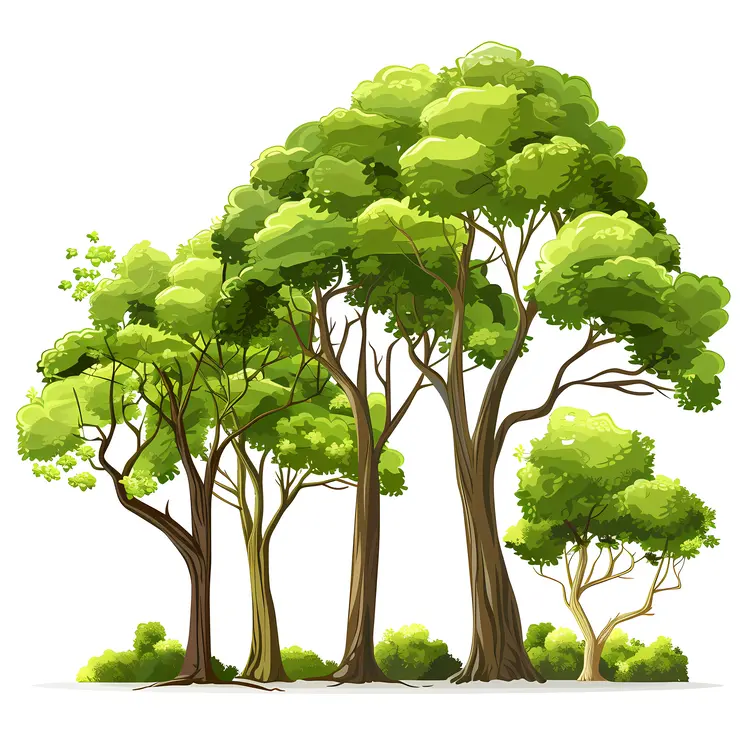 Cartoon Trees in a Forest
