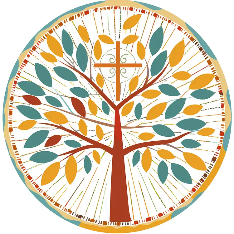 Tree with Cross in Circular Design