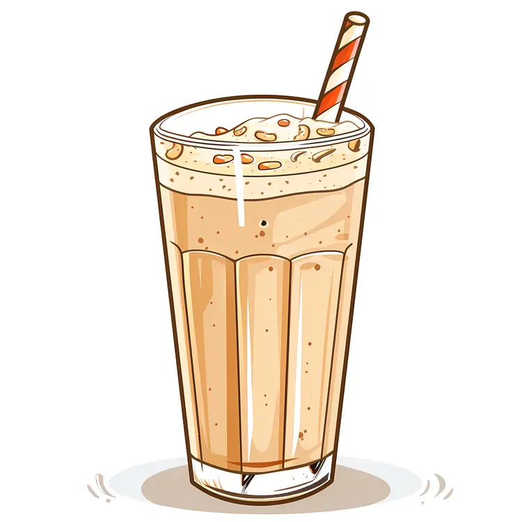 Delicious Milkshake with a Striped Straw