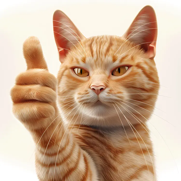Happy Orange Cartoon Cat Giving Thumbs Up