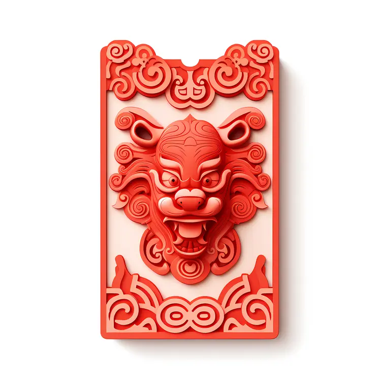 Detailed Red Dragon Carving