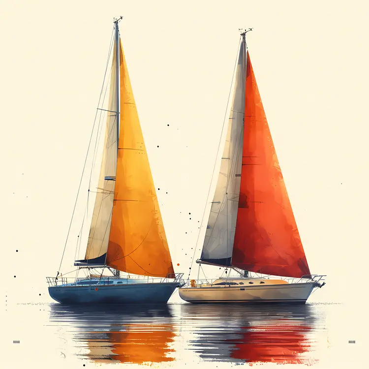 Colorful Sailboats on Calm Water
