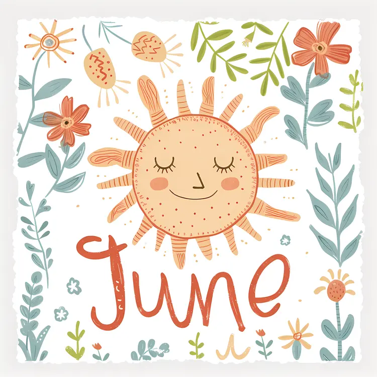 Floral Cartoon Sun for June