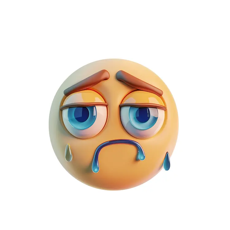 Sad Yellow Crying Emoji with Tears