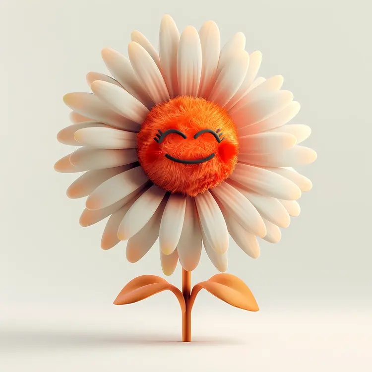 Smiling Flower with White Petals