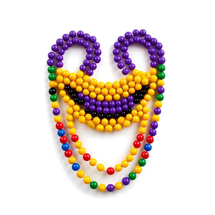Colorful Mardi Gras Beads in Smile Shape