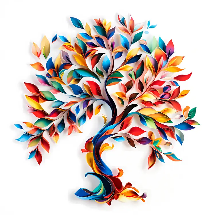 Vibrant and Colorful Tree Art