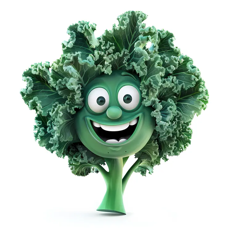 Smiling Green Kale Cartoon Character