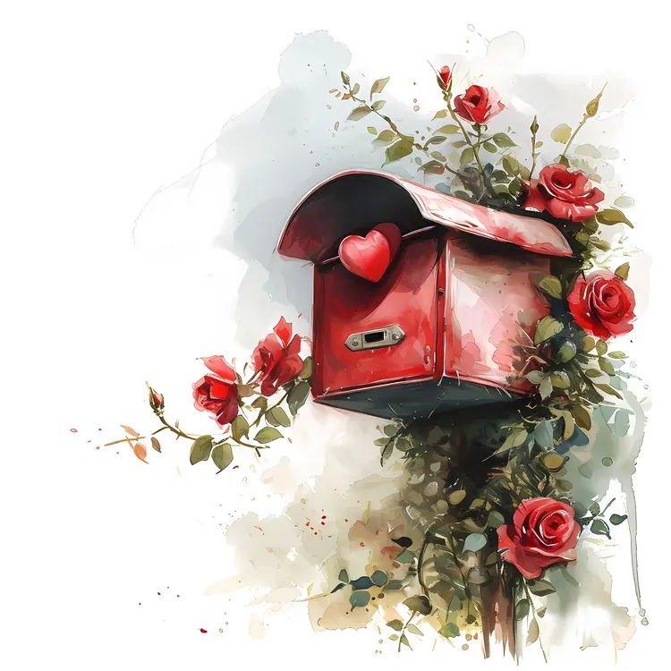 Heart Mailbox with Roses for Valentine's Day