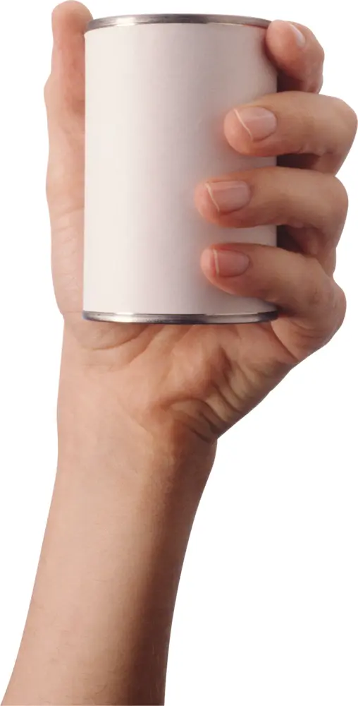 Hand Holding a Can