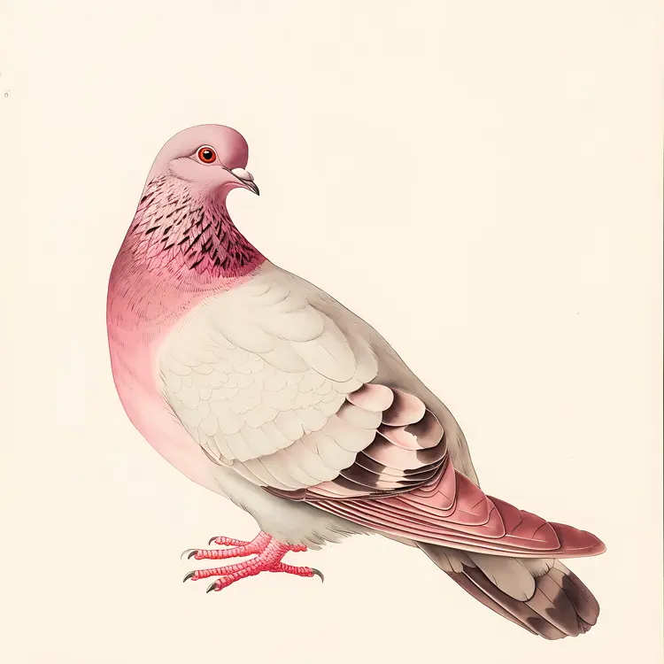 Pink and White Pigeon Illustration