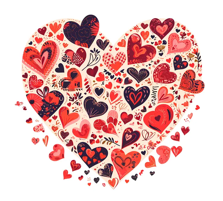 Red Decorative Heart Collage