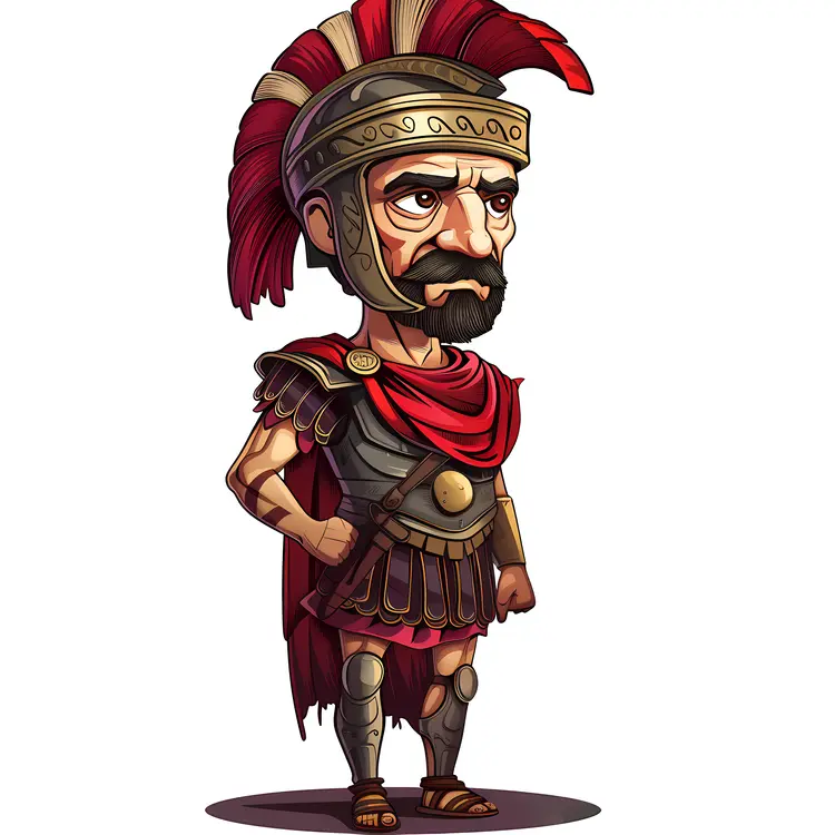 Cartoon Roman Soldier with Red Cape
