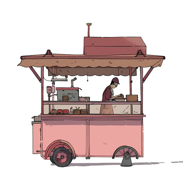 Pink Food Cart Illustration