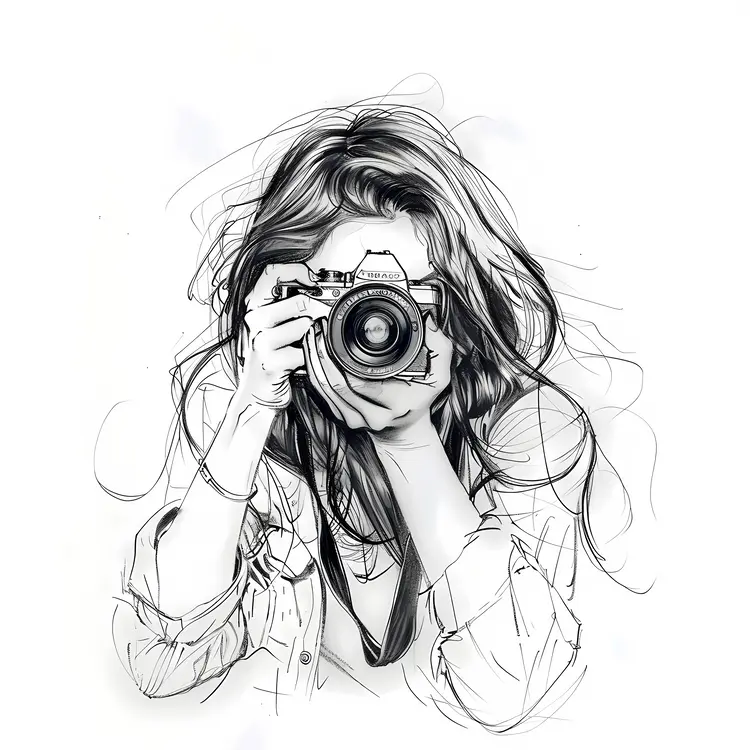 Artistic Sketch of Photographer with Camera