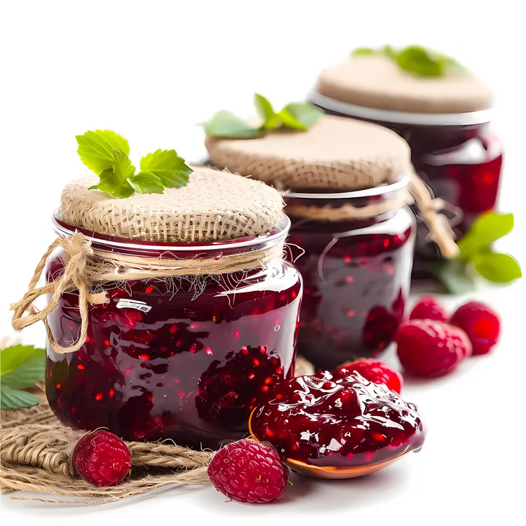 Homemade Raspberry Jam in Jars