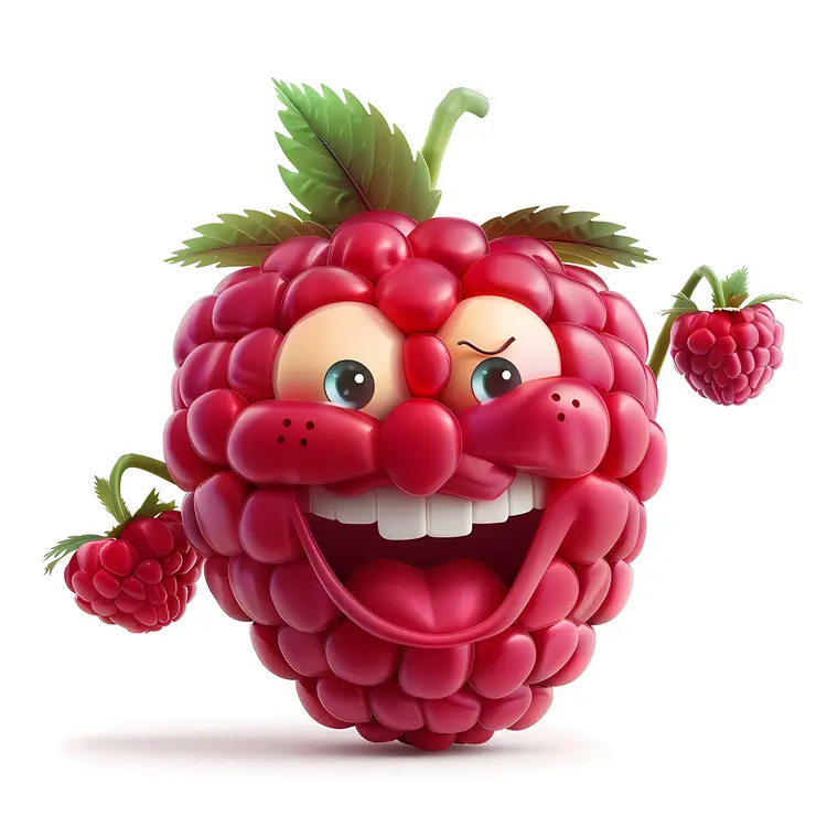 Funny Raspberry Cartoon Character with Angry Expression