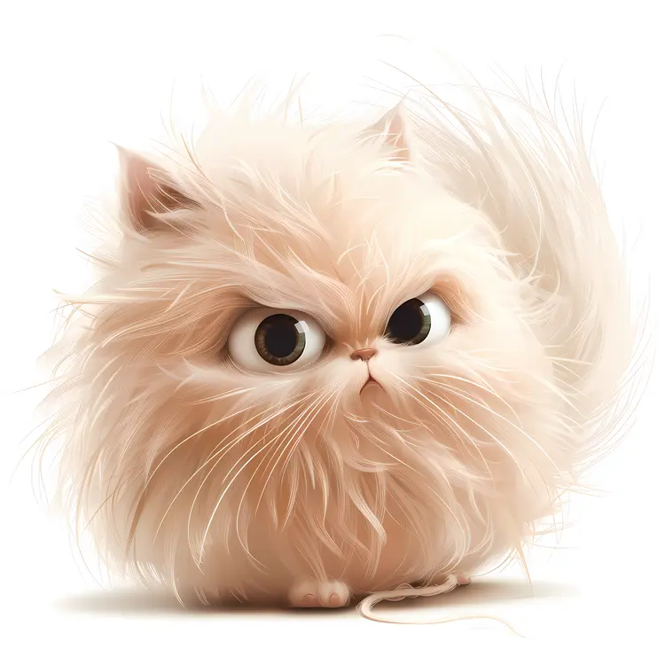 Fluffy Cat with Serious Expression