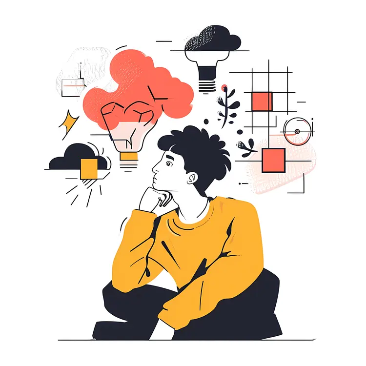 Creative Boy with Ideas Illustration