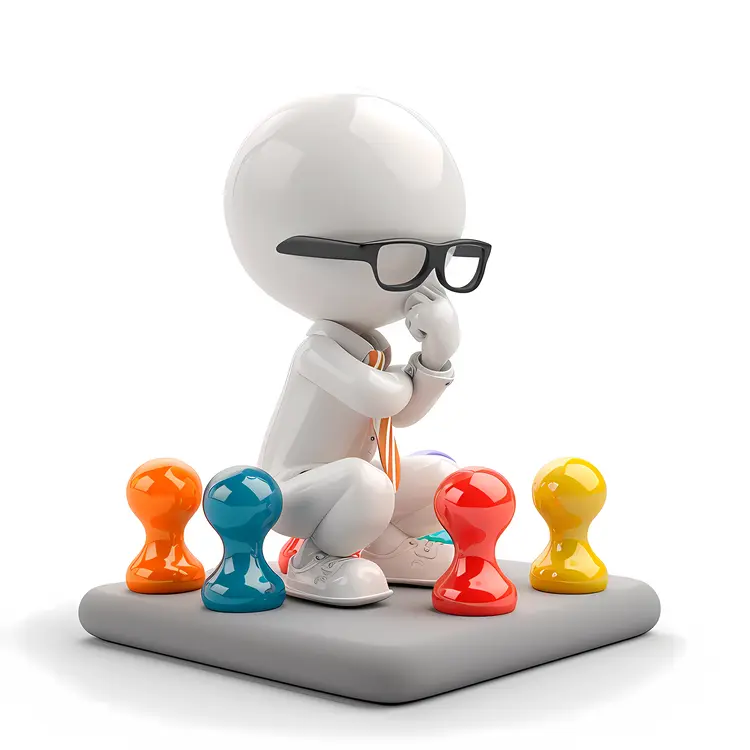 3D Character Thinking with Colorful Pieces