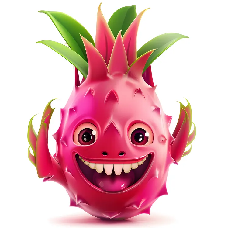Smiling Pink Fruit Cartoon Character