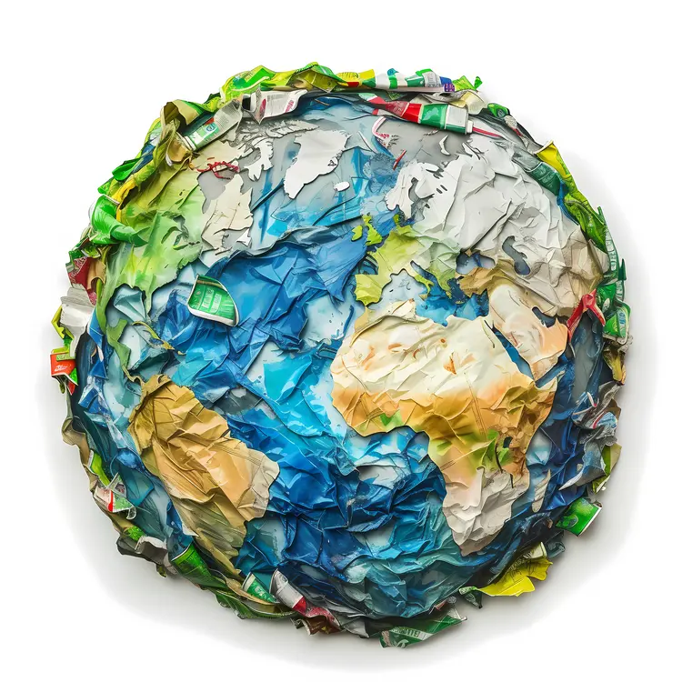 Crumpled Earth Map Illustration