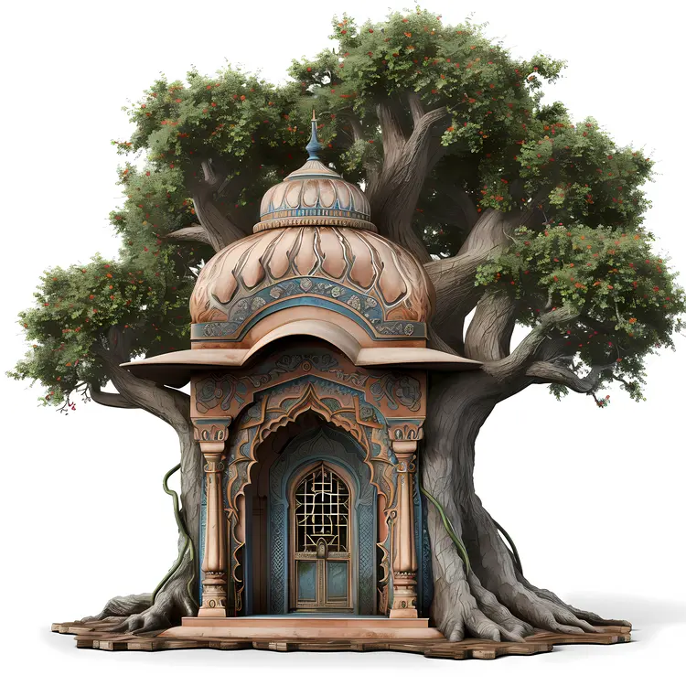 Tree with Ornate Pavilion