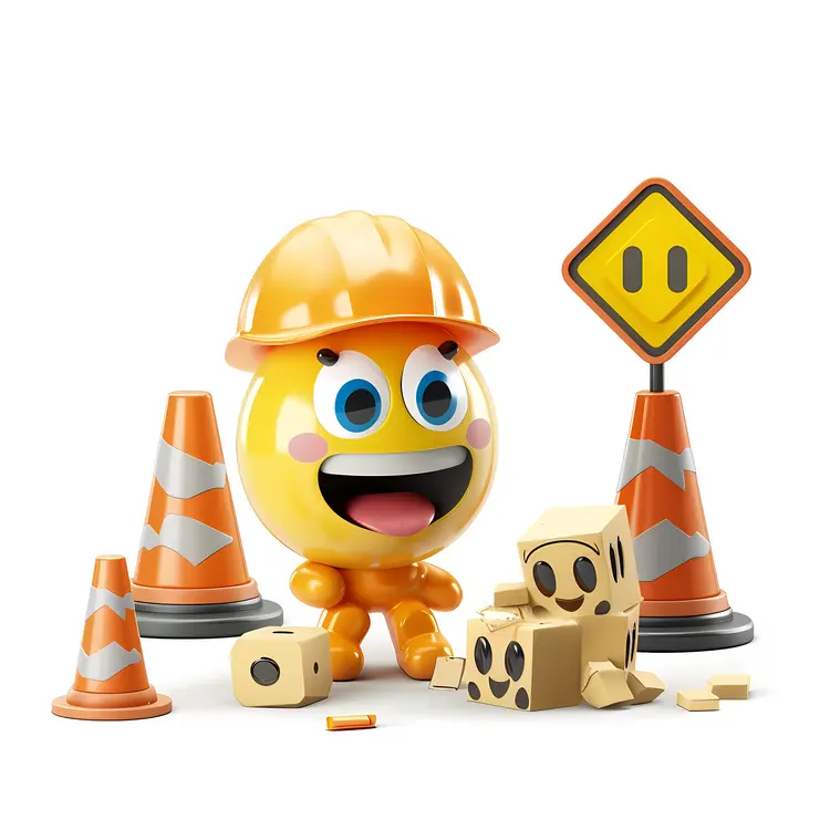 Happy Construction Worker Character