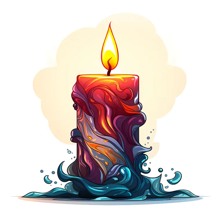 Colorful Candle with Melting Wax