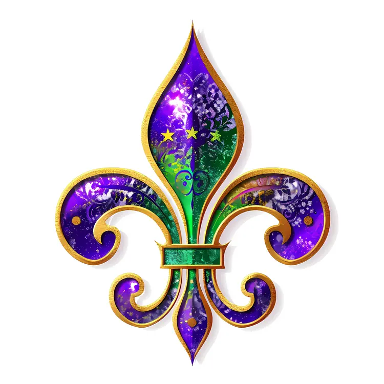 Purple and Gold Fleur-de-lis Symbol for Mardi Gras