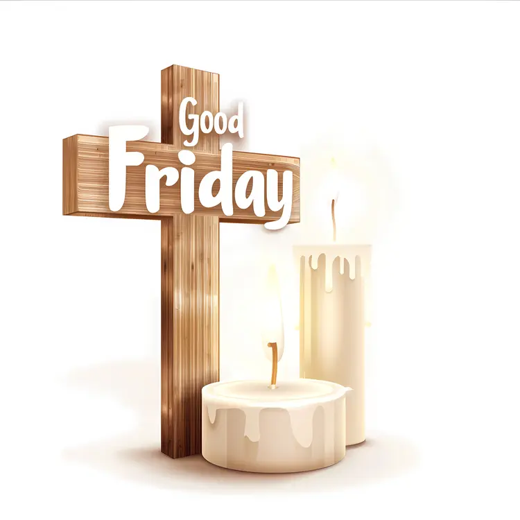 Good Friday Cross with White Candles