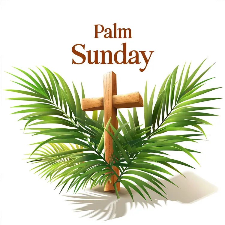 Palm Sunday Cross with Green Palm Leaves