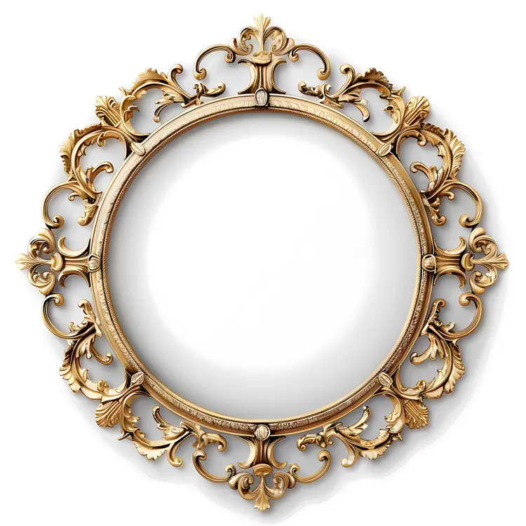 Ornate Golden Round Frame