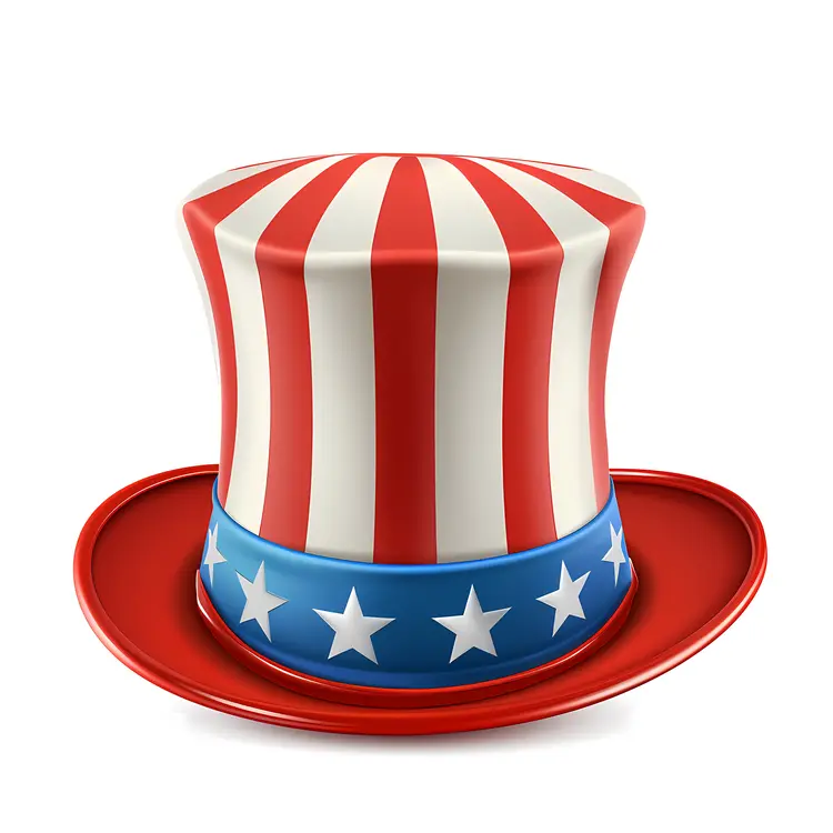 Patriotic Top Hat with Stars and Stripes